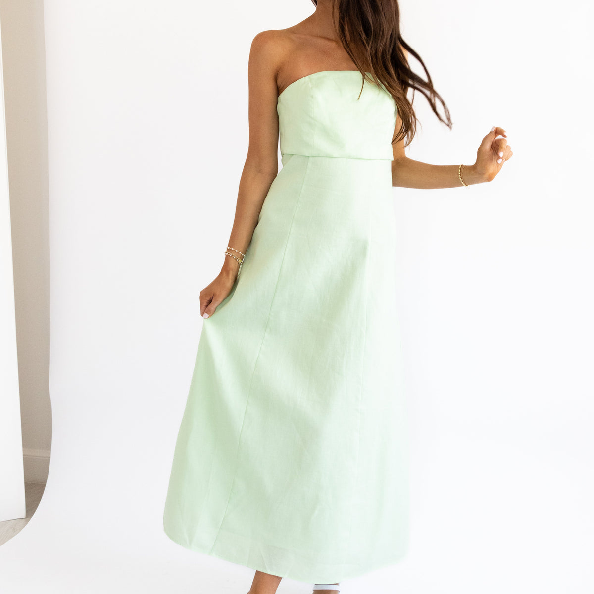 Endless Rose Sienna Strapless Maxi Dress - Pistachio – MAC Collection